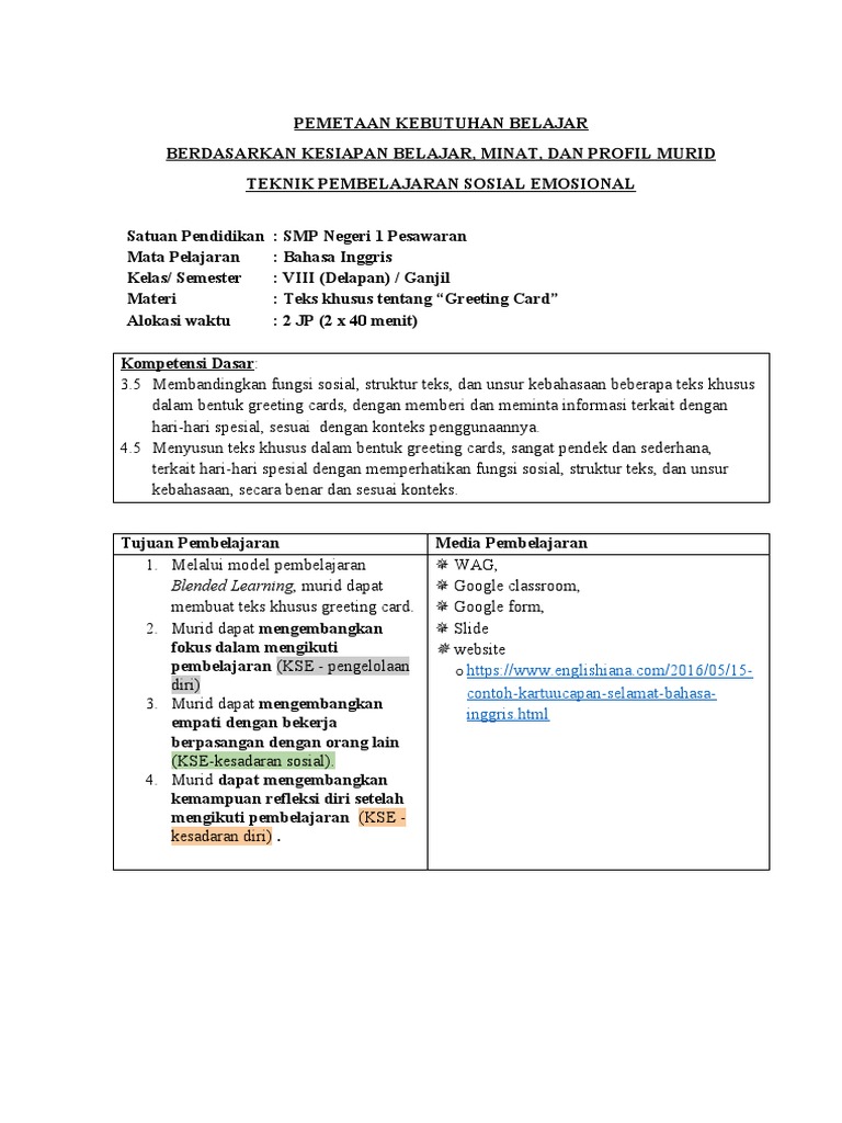 RPP Berdiferensiasi-Kse | PDF