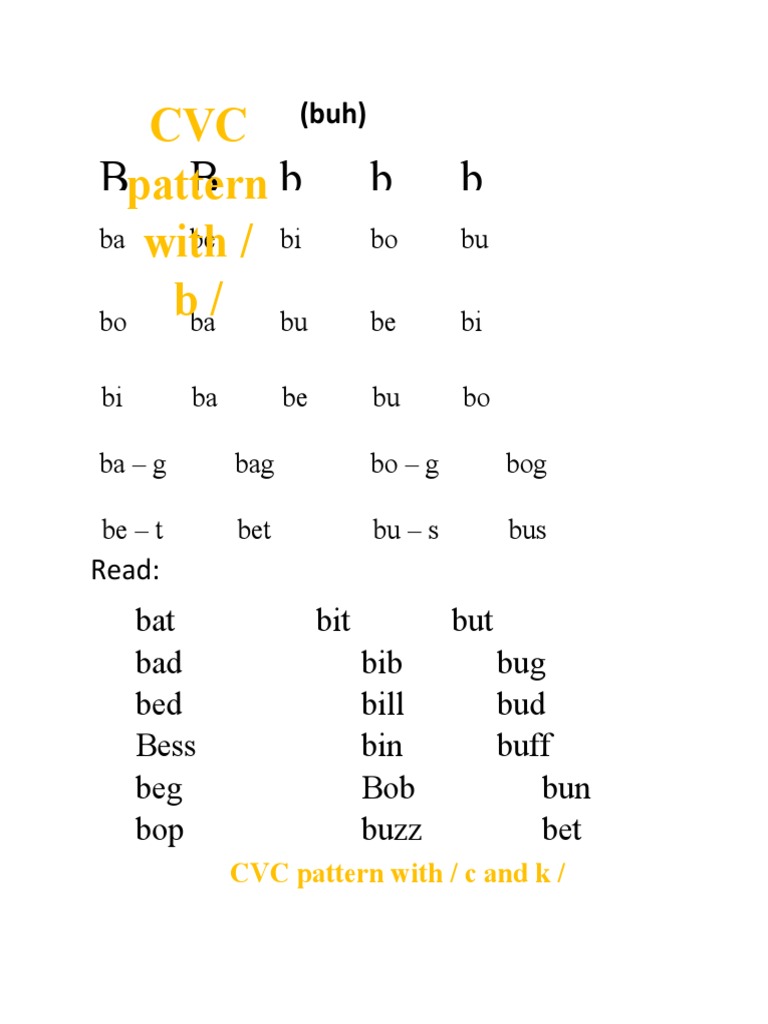 Cvc Pattern Pdf