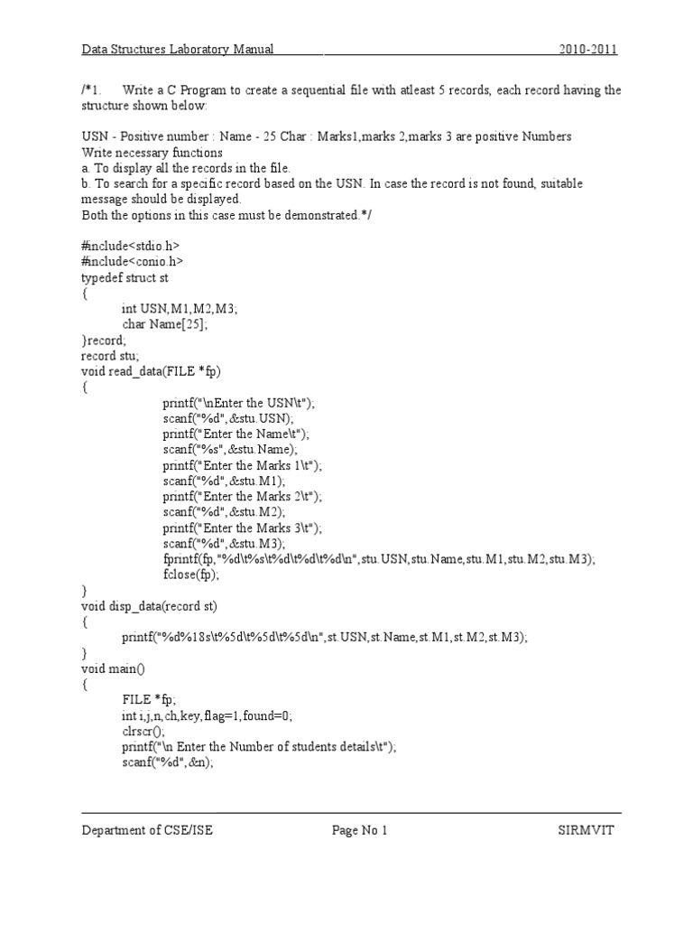 Data Structures With C Lab | PDF | Queue (Abstract Data Type ...