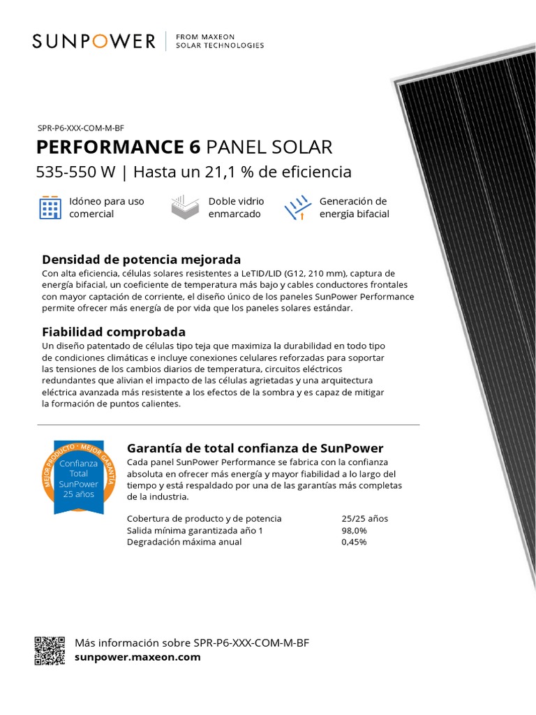 SPR-P6 - (535-550) Español | PDF | Panel solar | Cantidades fisicas