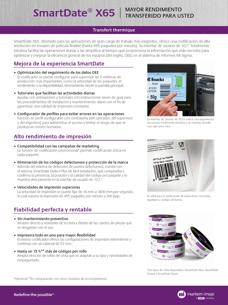 SmartDate X65 DS ES A1 Markem Imaje | PDF | Impresora (Computación) | Código Universal de Producto