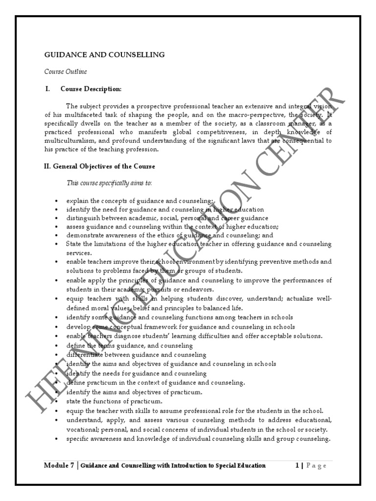Module 7 - Guidance and Counseling With Introduction To Sped | PDF ...
