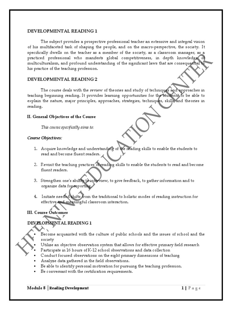 Module 8 - Reading Development | PDF | Phonics | Teaching Method