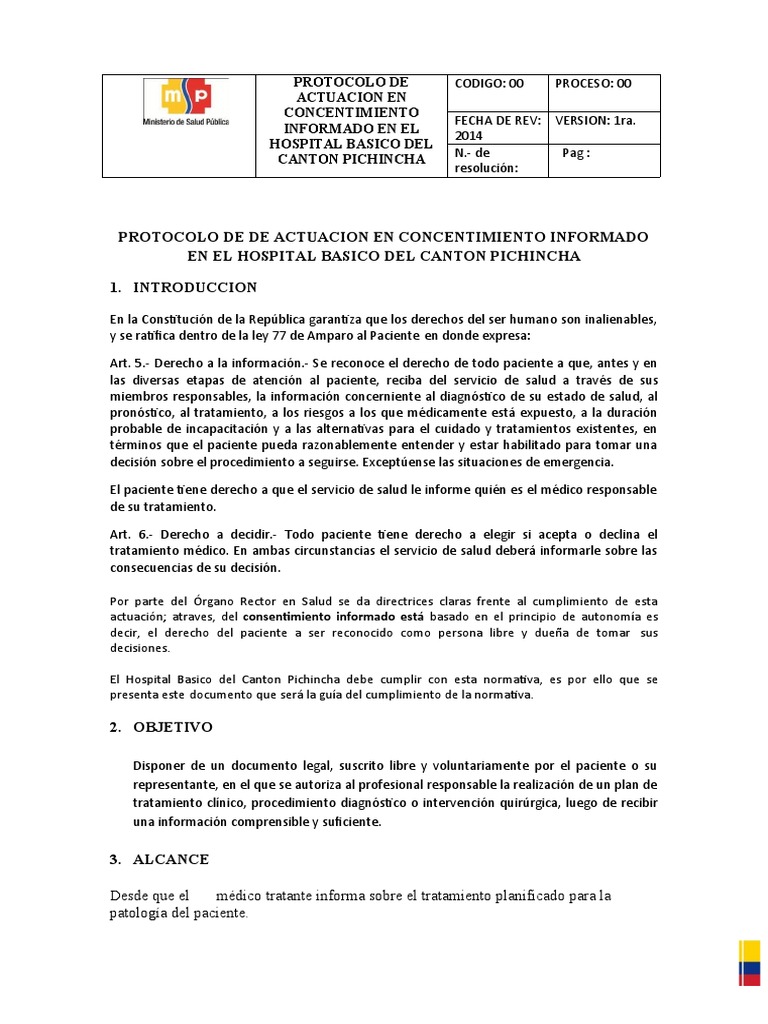 Protocolo Consentimiento Informado | PDF | Consentimiento informado ...