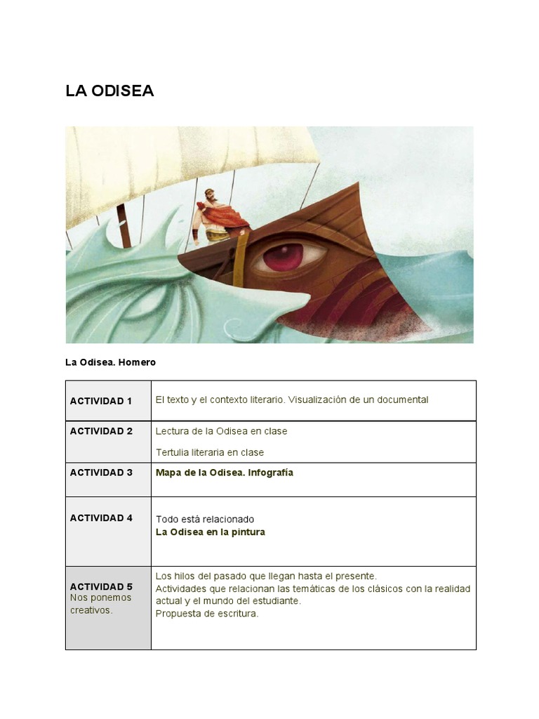 Odisea Unidad Didáctica | PDF | Odiseo | Odisea