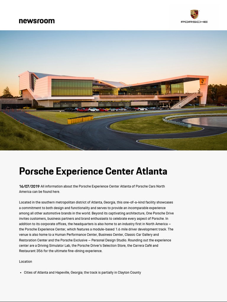 Porsche Experience Center Atlanta Track Facilities | PDF | Atlanta ...