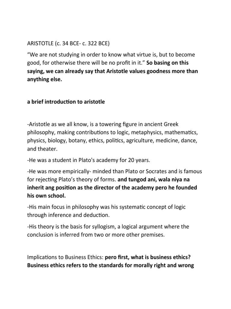 ARISTOTLE | PDF | Aristotle | Logic