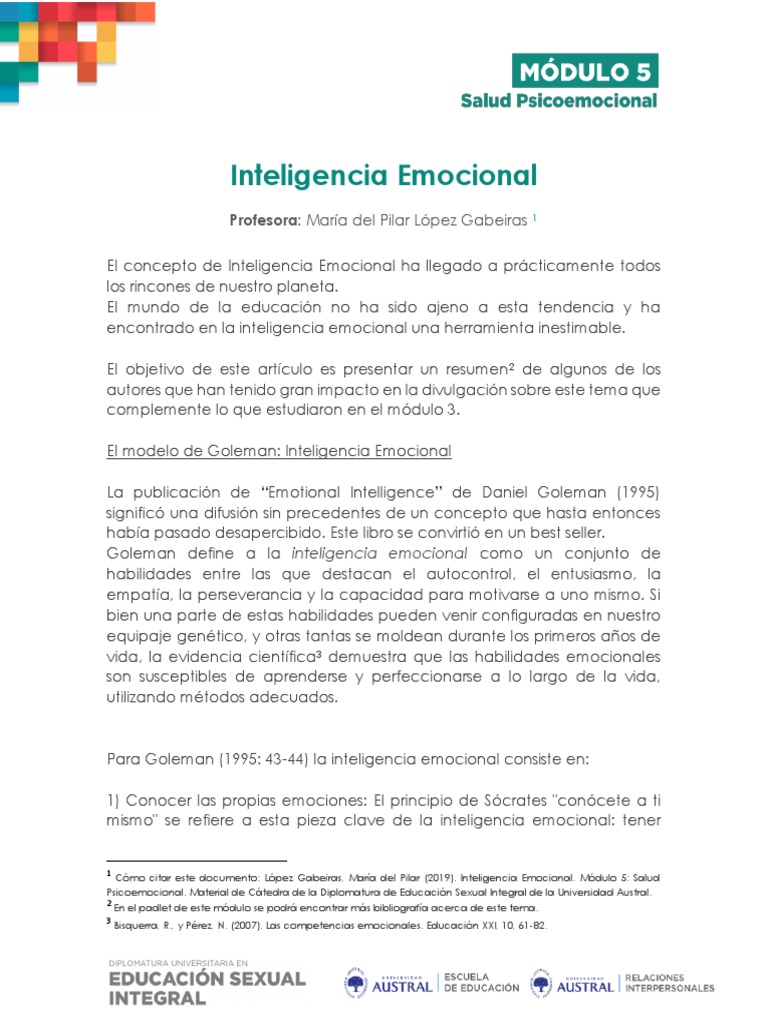 Inteligencia Emocional Pdf Las Emociones Inteligencia Emocional