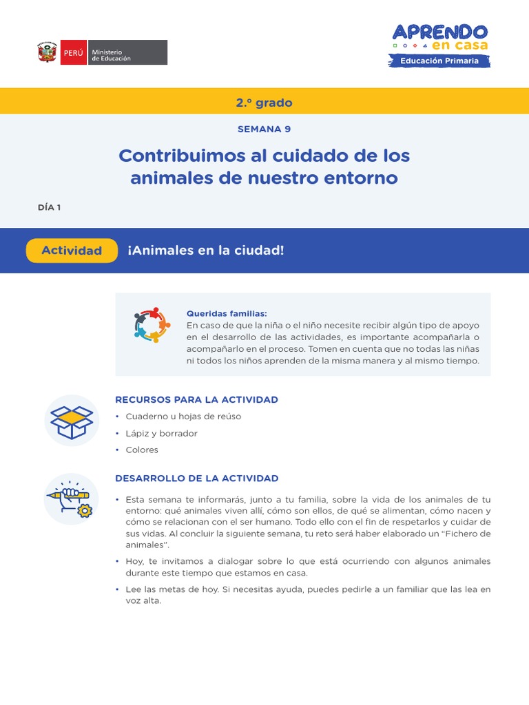 s9 2 Prim Dia 1 Animales en La Ciudad | PDF