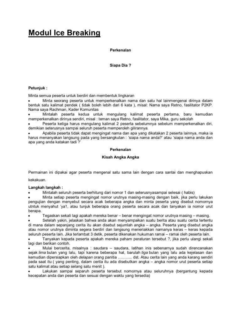 Modul Ice Breaking | PDF | Seni & Disiplin Bahasa