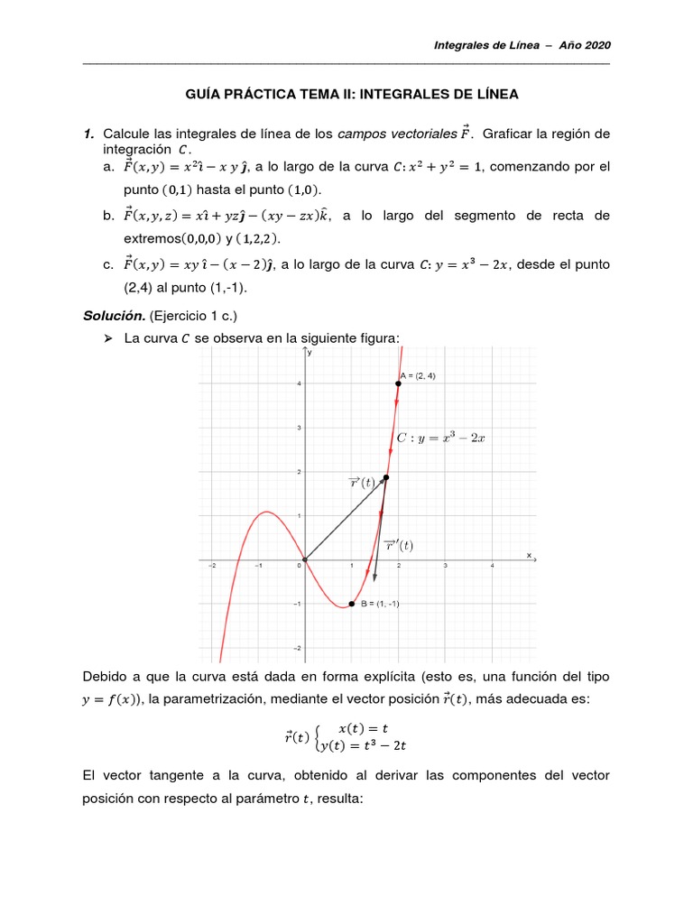 Práctica - Integrales de Línea - 2020 | PDF | Integral | Vector Euclidiano