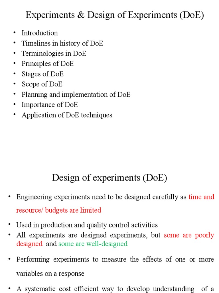 Experiments & Design of Experiments (Doe) | PDF | Statistics | Experiment