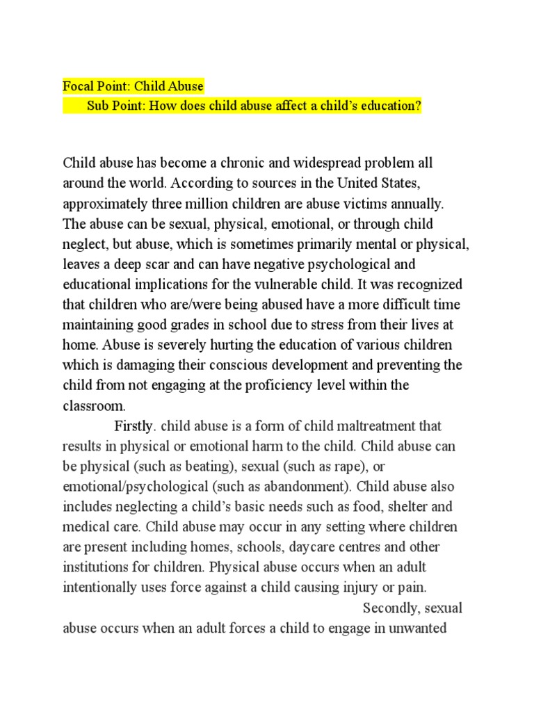 English SBA | PDF | Child Abuse | Child Neglect