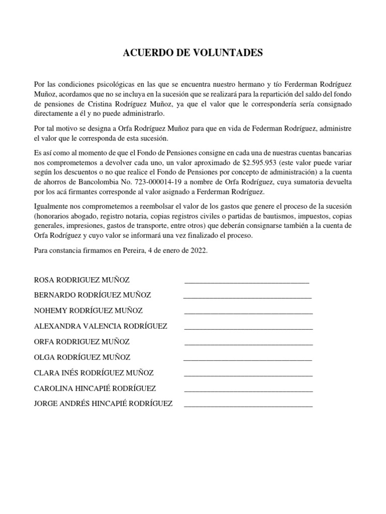 Acuerdo de Voluntades | PDF