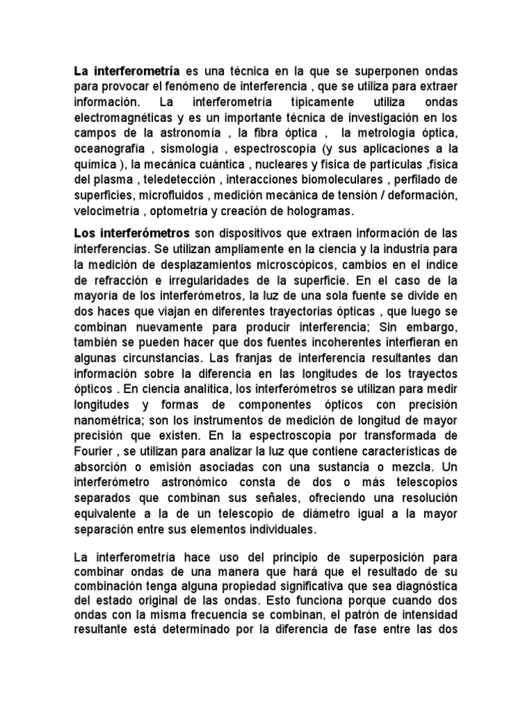 Interferometría | PDF | Interferometría | Óptica