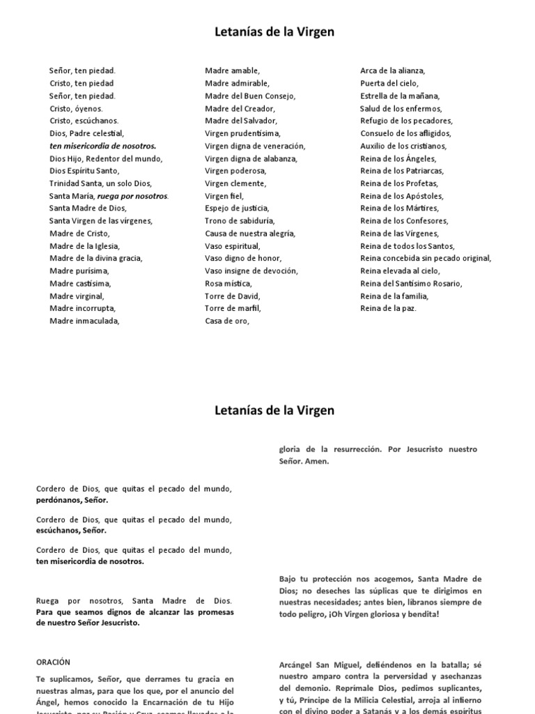 Letanías de La Virgen | PDF | María, madre de Jesús | Cristo (título)