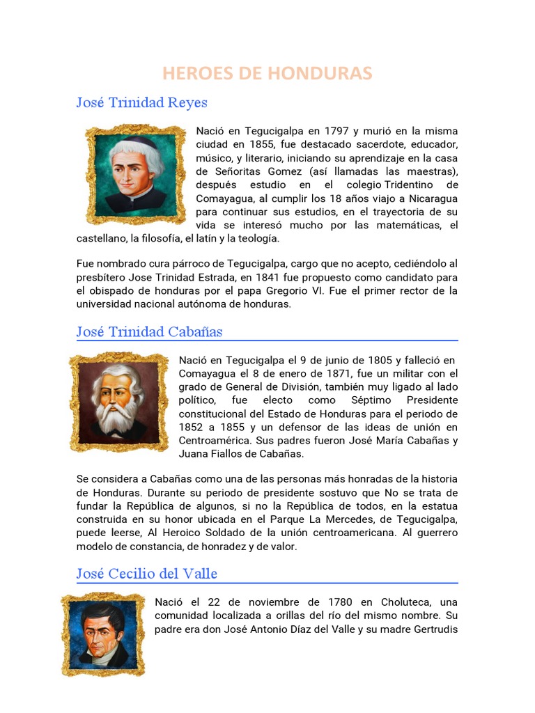 Heroes de Honduras y Simbolos | PDF