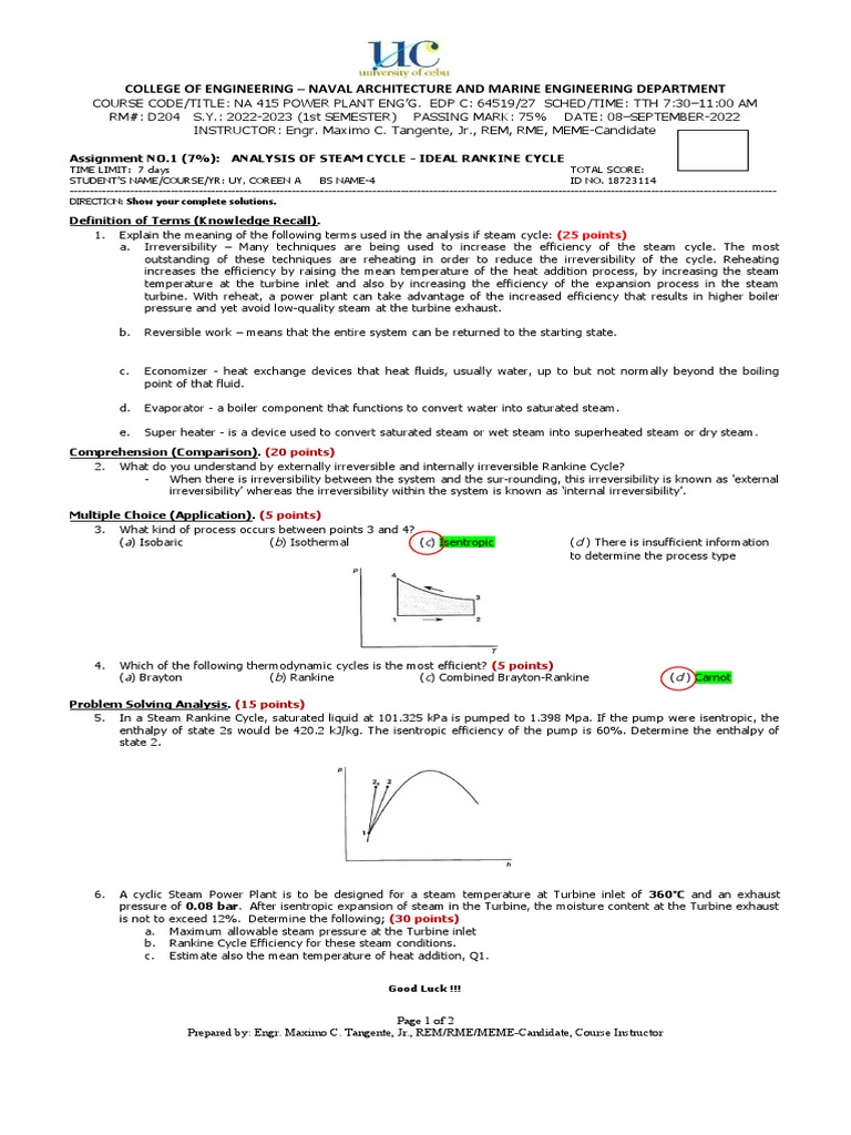 POWERPLANT (Assignment) | PDF | Steam | Energy Conversion