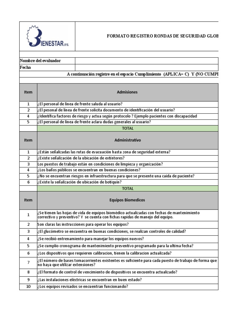 FO-CE-090 Formato Rondas de Seguridad | PDF | Residuos | Esterilización ...