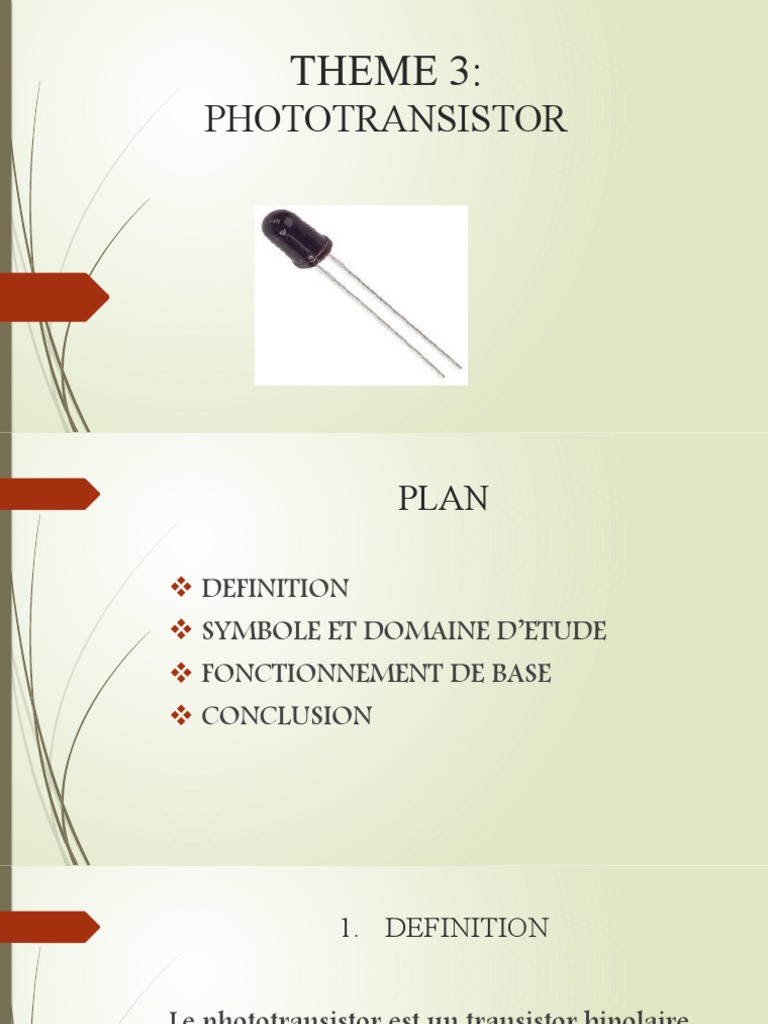 Applications et fonctionnement du phototransistor | PDF | Sciences et ...