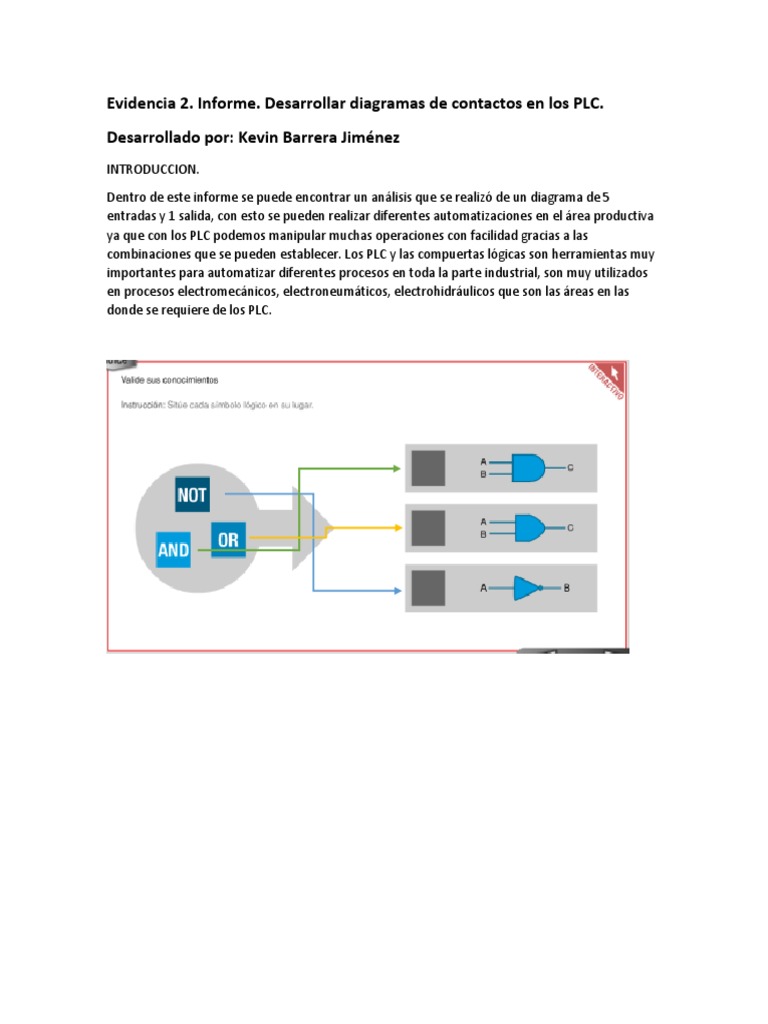 Evidencia 2. Informe. Desarrollar Diagramas PLC | PDF | Controlador lógico programable | Informática