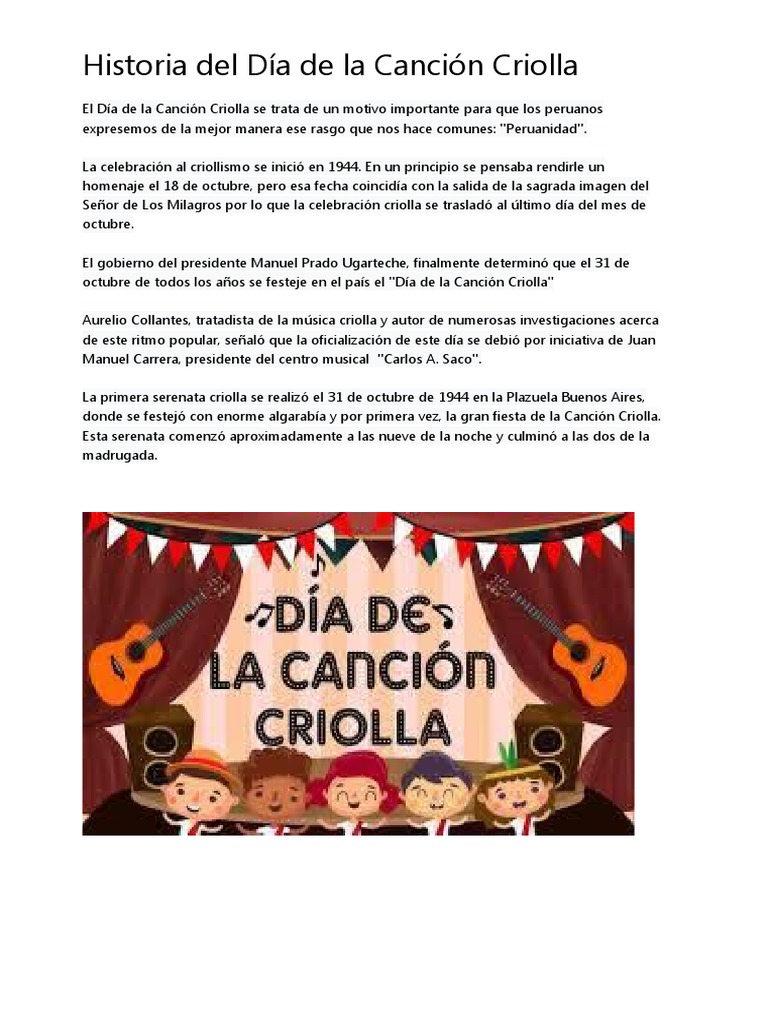 Historia Del Día de La Canción Criolla | PDF