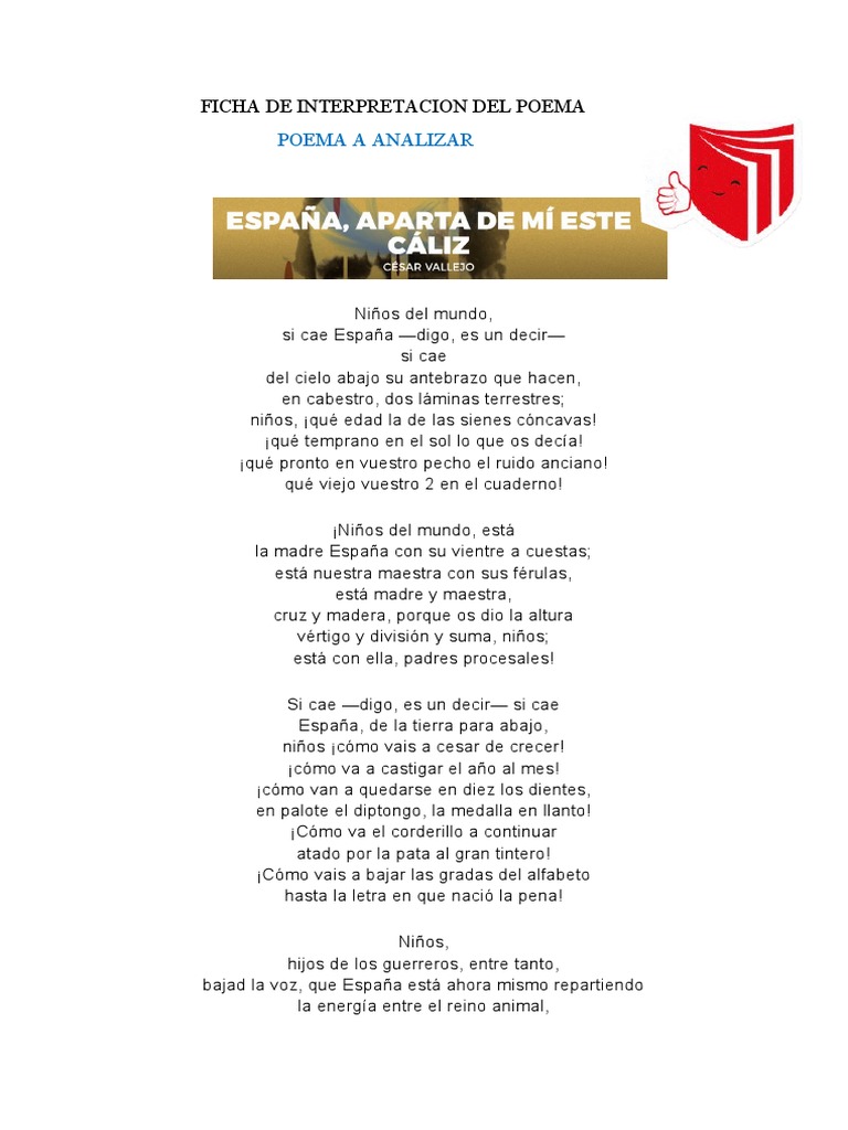 Ficha de Interpretacion Del Poema España | PDF | España | Ucrania