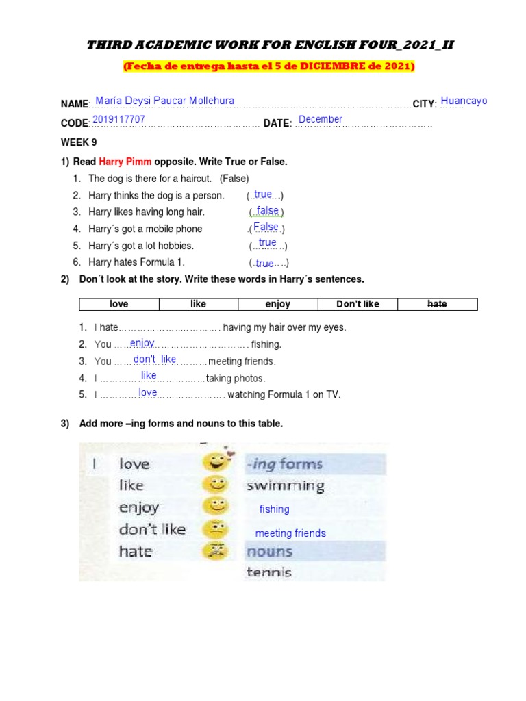 Paucar Mollehuara María - 3 - First Academic Work For English Four ...
