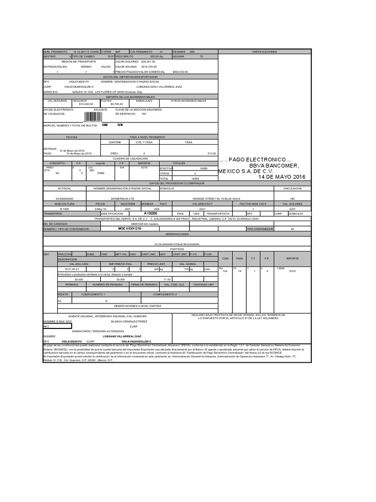 Pedimento de Importación Definitiva | PDF | aduana | Exportaciones
