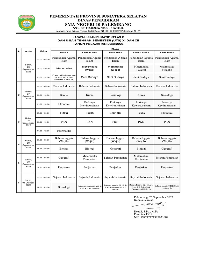 Jadwal Pengawas Uts 2022 | PDF