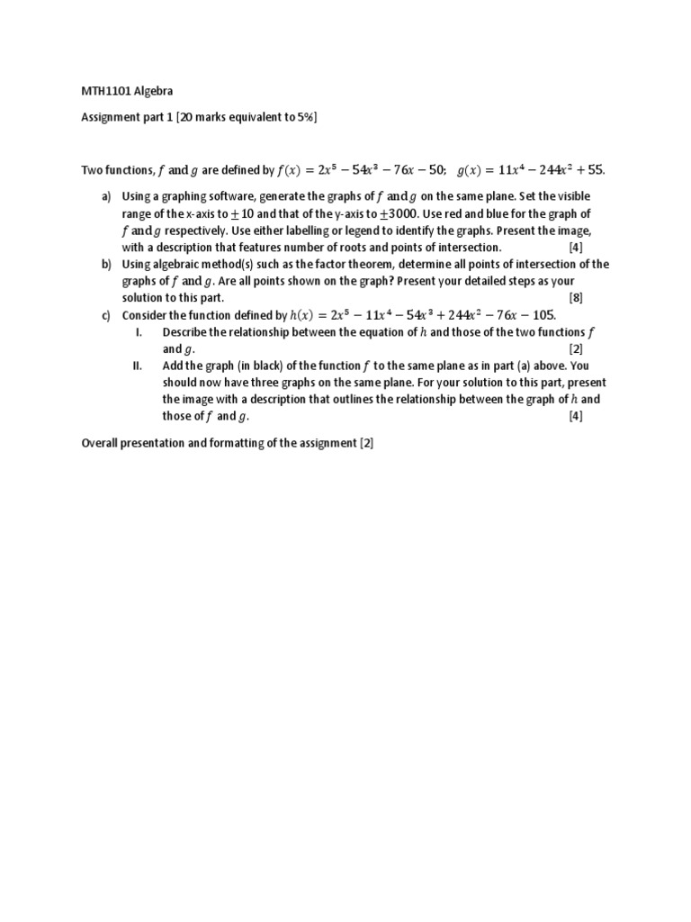 Algebra Functions Graphing Assignment | PDF | Teaching Methods & Materials | Science & Mathematics