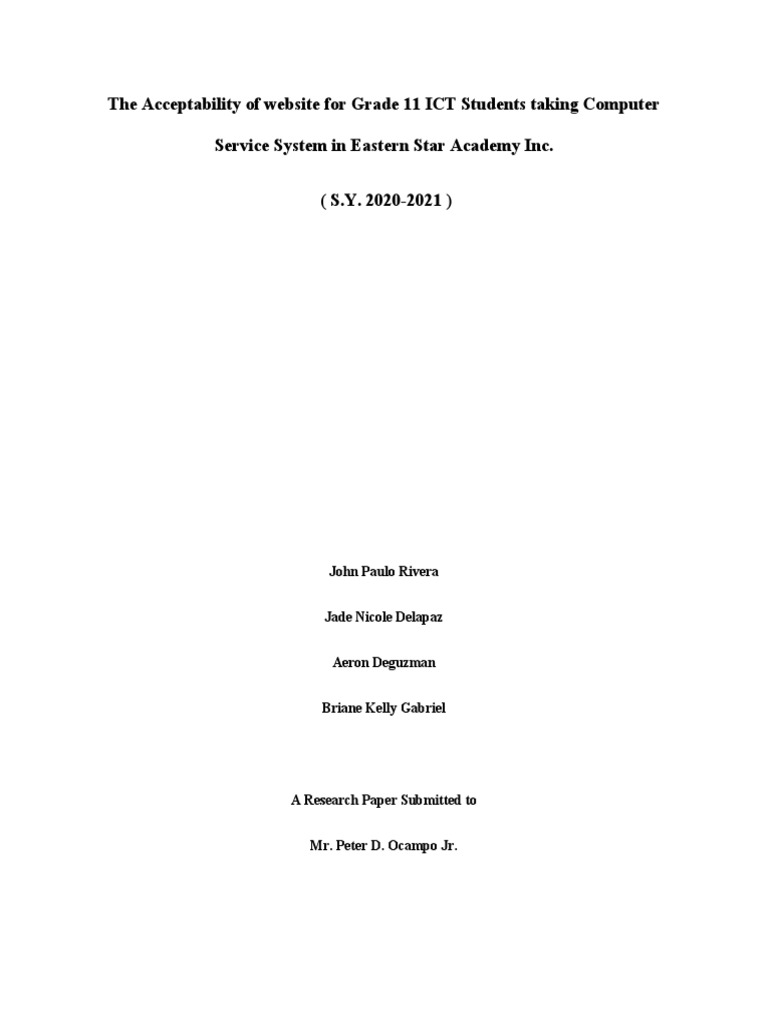 The Acceptability of Website For Grade 11 ICT Students Taking Computer ...