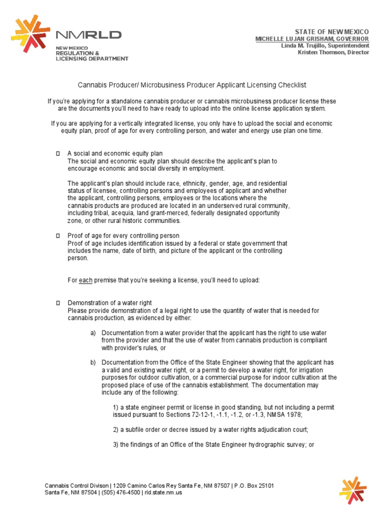 New Mexico Cannabis Producer License Guide | PDF | Safety | License