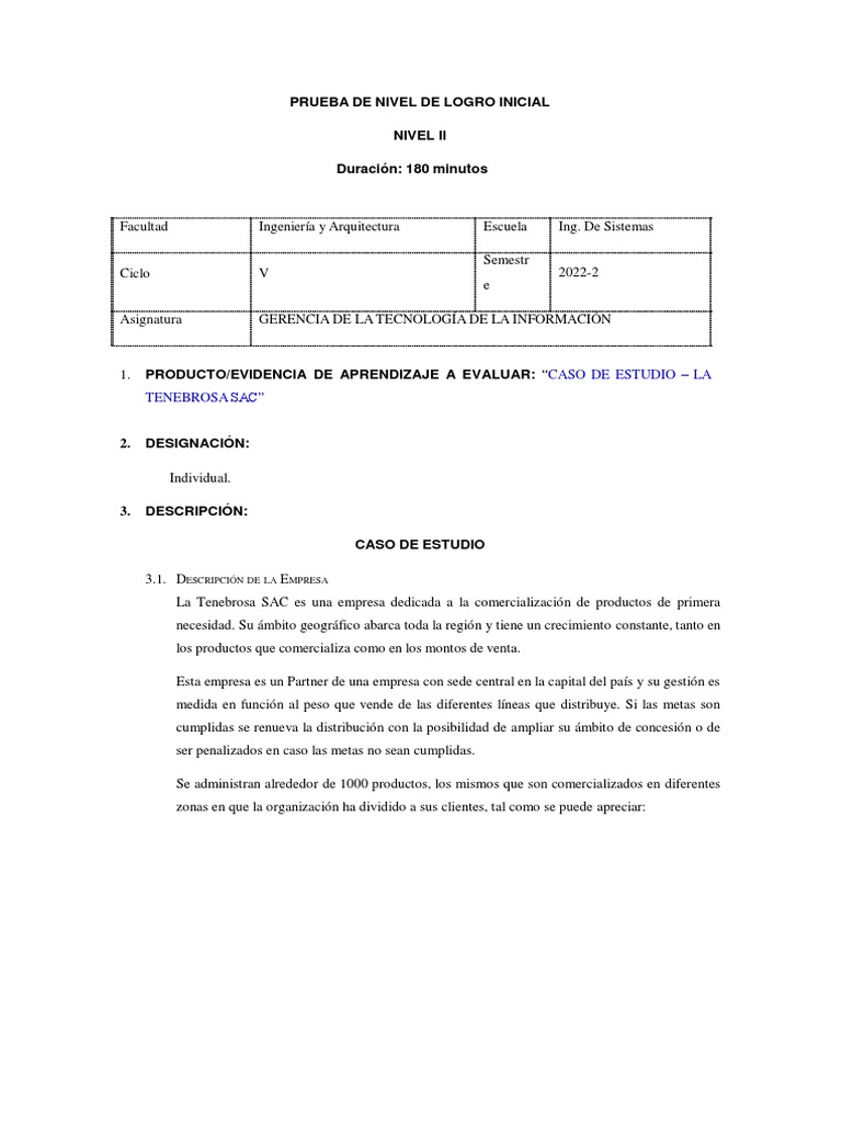 Prueba de Nivel de Logro 02-Inicial | PDF | Software | Calidad (comercial)