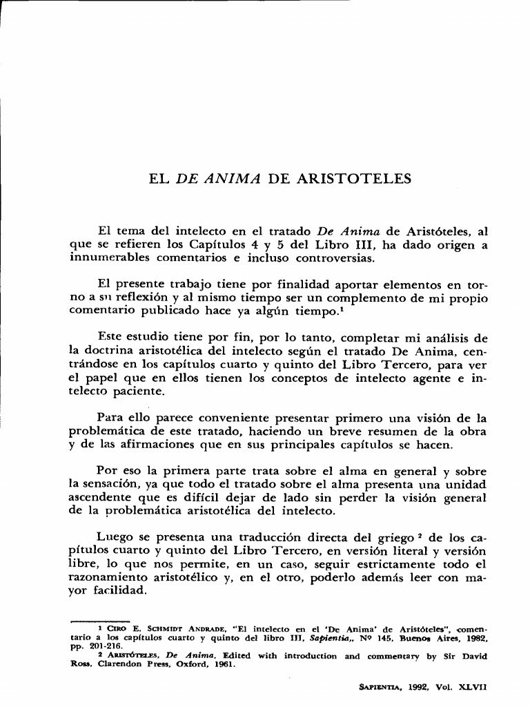 De Anima de Aristoteles | PDF | Alma | Comprensión