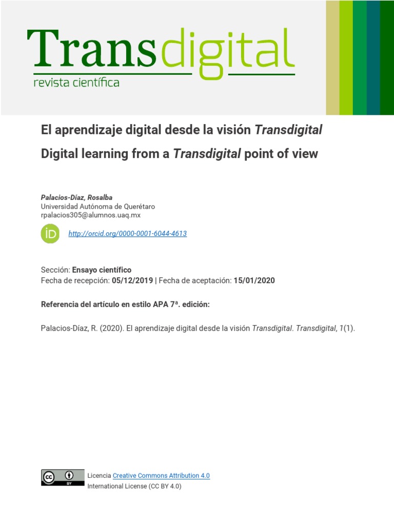 El Aprendizaje Digital Desde La Visión Transdigital | PDF | Aprendizaje | Curso abierto masivo ...