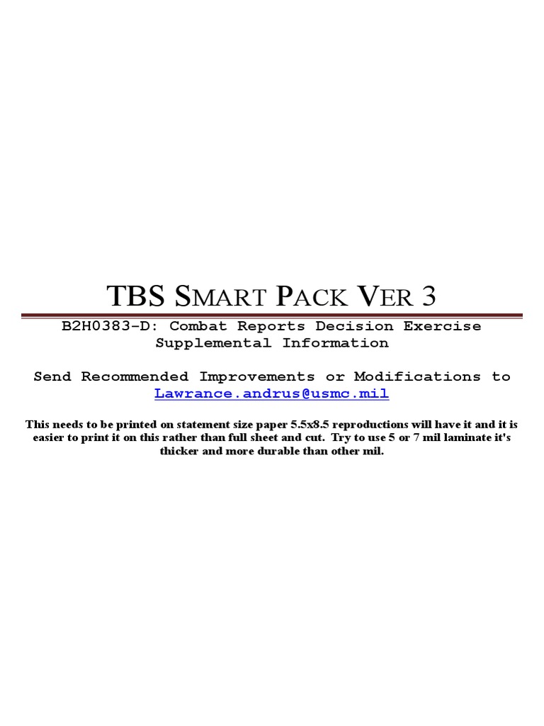 Combat Reports Decision Exercise-TBS Smart Pack For Combat Reports v4 B2H0383-DM | PDF ...