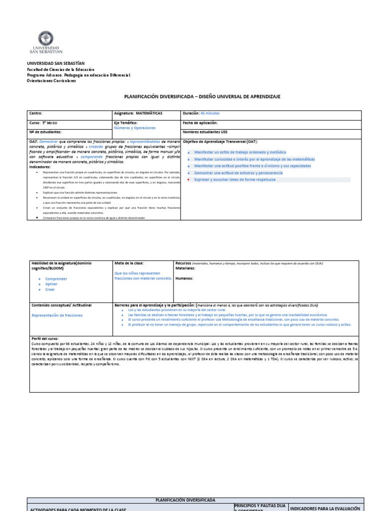 Formato Planificacion Dua | PDF | Evaluación | Aprendizaje