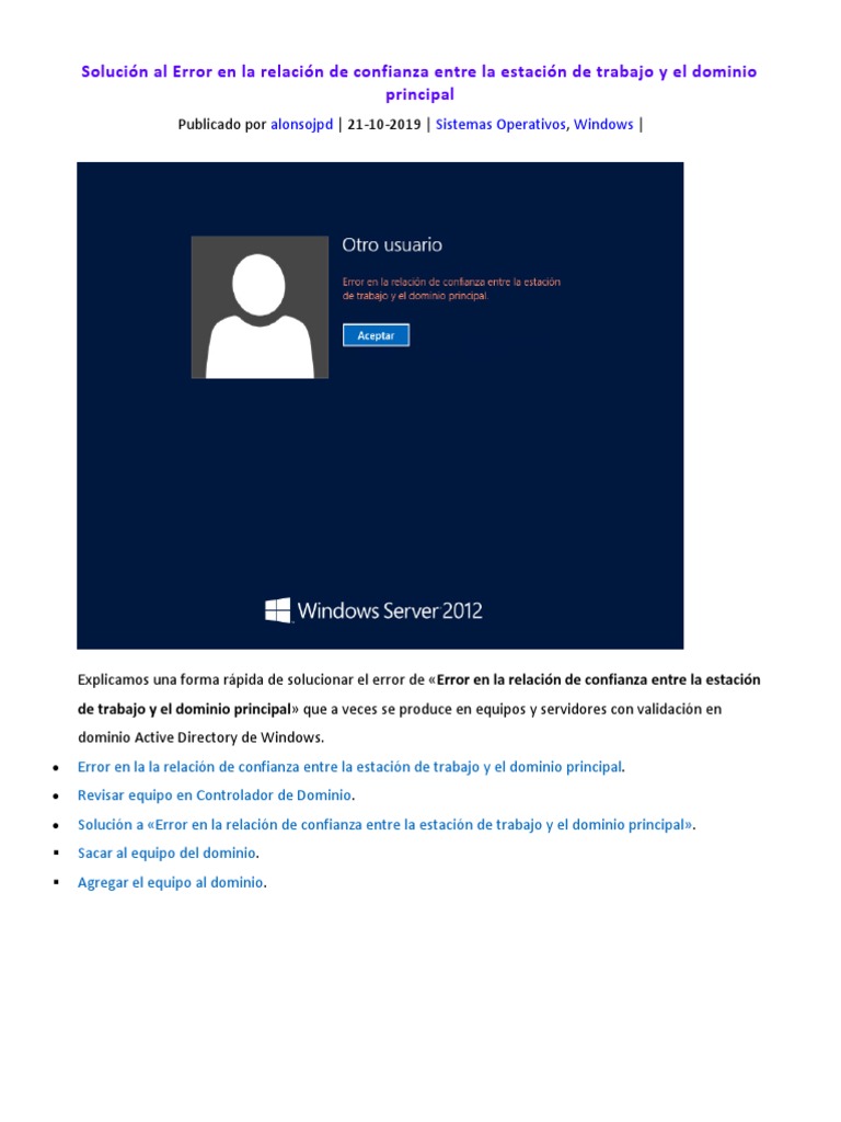 Solución al Error en la relación de confianza | PDF | Contraseña ... Solución al Error en la relación de confianza | PDF | Contraseña ...
