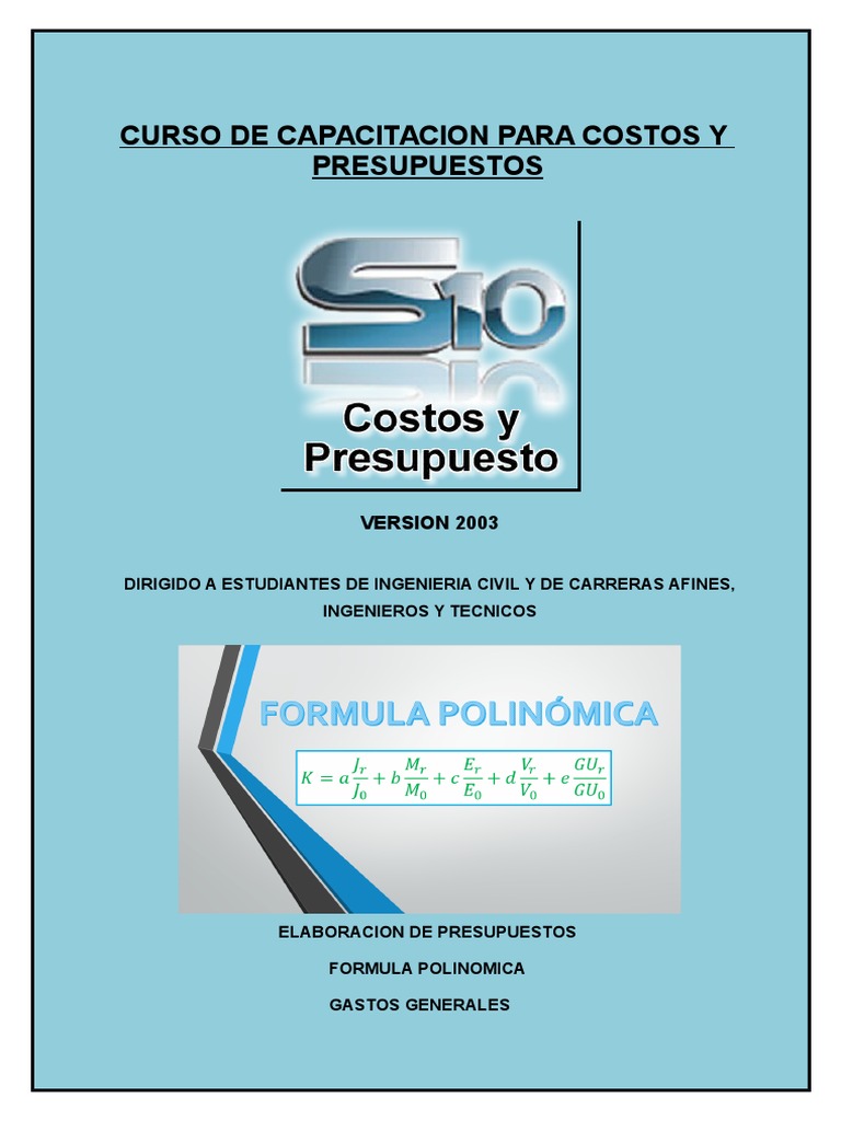 Curso de Capacitacion para Costos y Presupuestos y Aplicacion Con s10 | PDF | Presupuesto ...