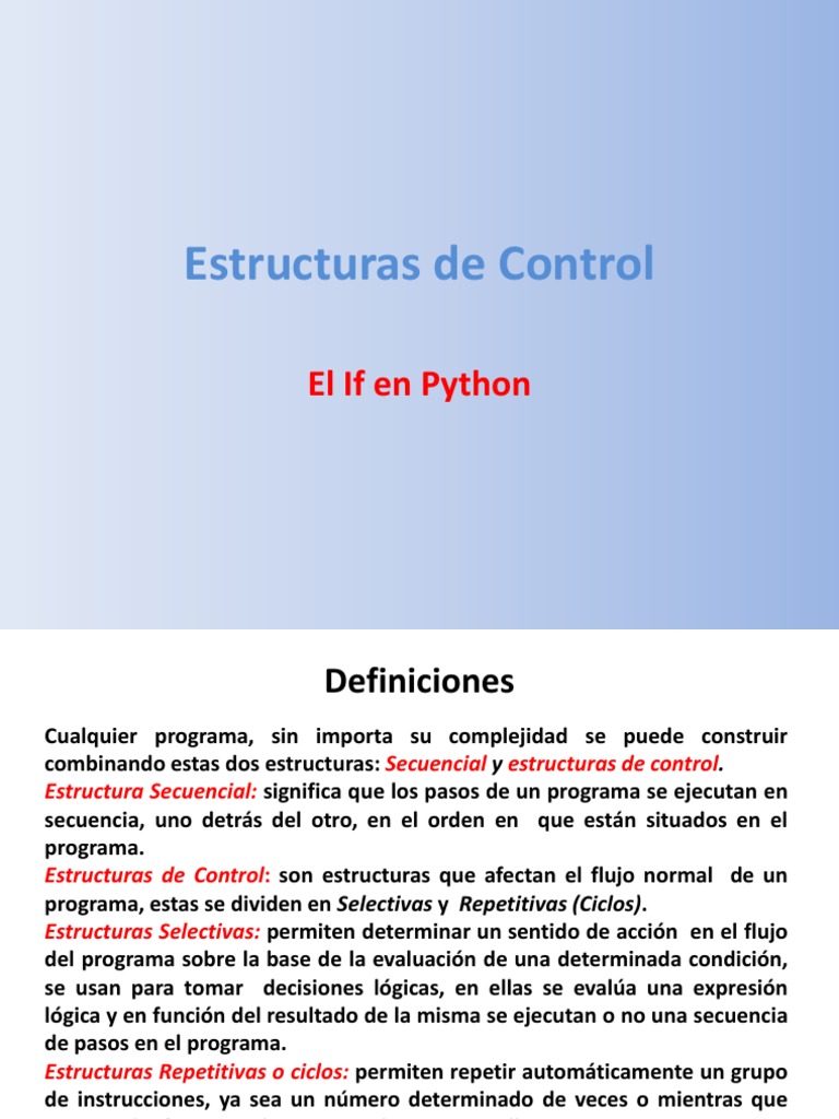 Estructuras de Control Python Caso IF | PDF | Python (lenguaje de programación) | Programa de ...