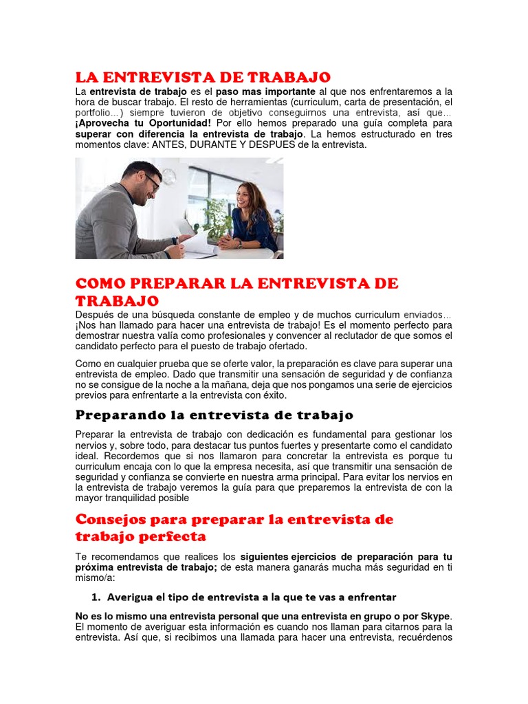 La Entrevista de Trabajo | PDF | Entrevista de trabajo | Ropa