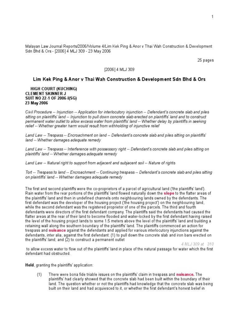 Land Trespass Injunction Case 2006 | PDF | Trespass | Injunction