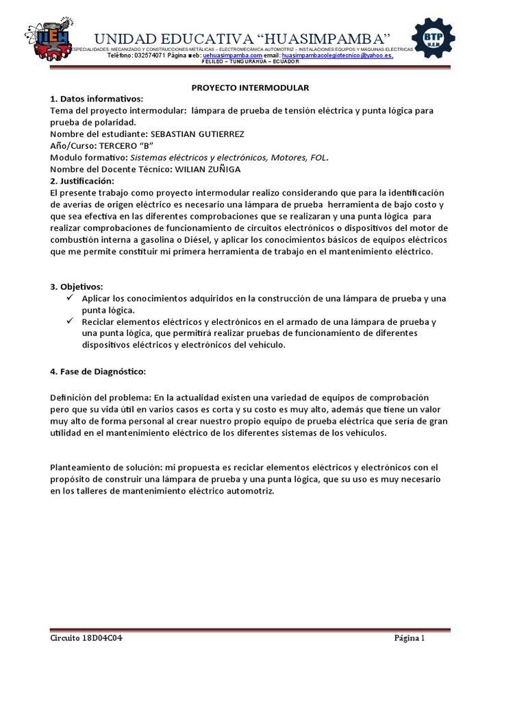 Proyecto Intermodular Guiti | PDF | Corriente eléctrica | Ingenieria Eléctrica