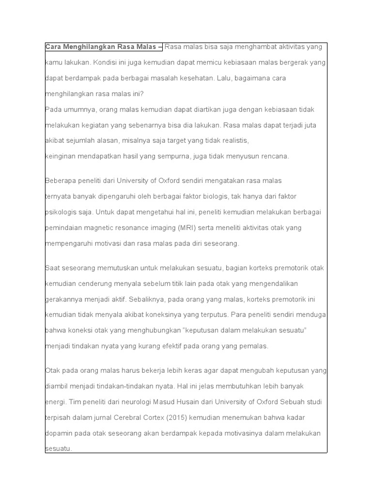 Mengatasi Malas | PDF