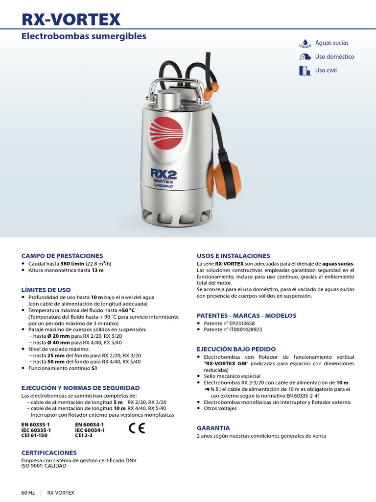 RX-VORTEX ES 60Hz | PDF | Cantidades fisicas | Metrología