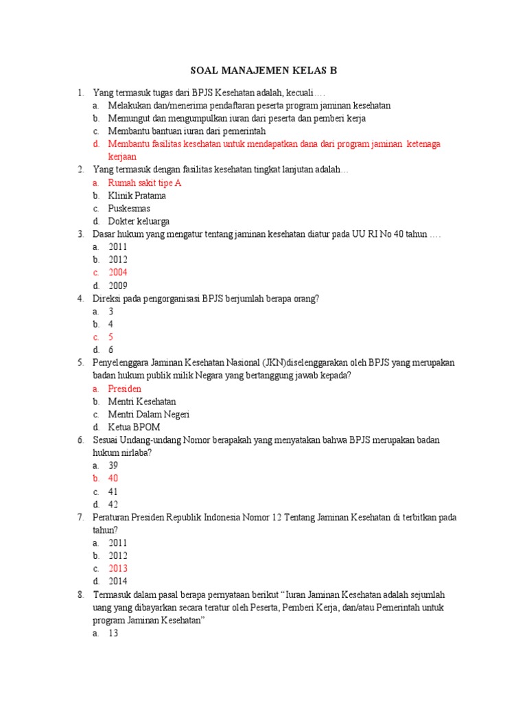 Soal Manajemen Kelas B | PDF