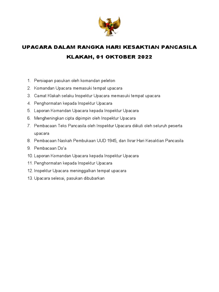 Susunan Upacara Hari Kesaktian Pancasila | PDF | Ilmu Sosial | Perjalanan