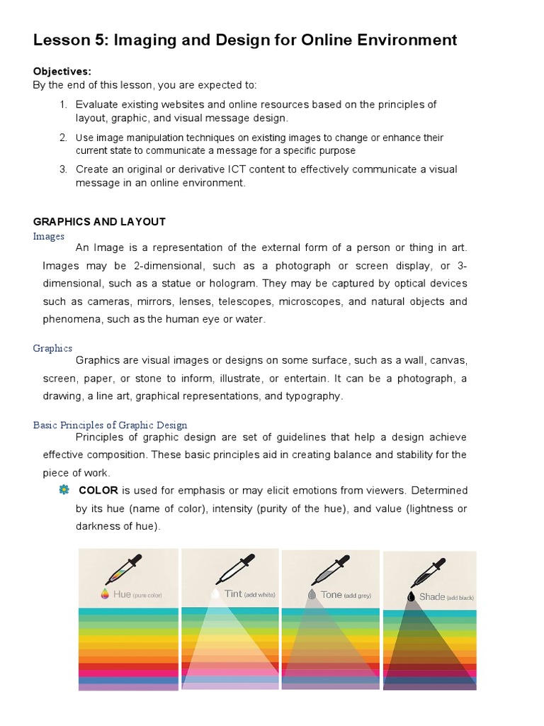 Lesson 5 Imaging and Design For Online Environment | PDF | Graphics ...