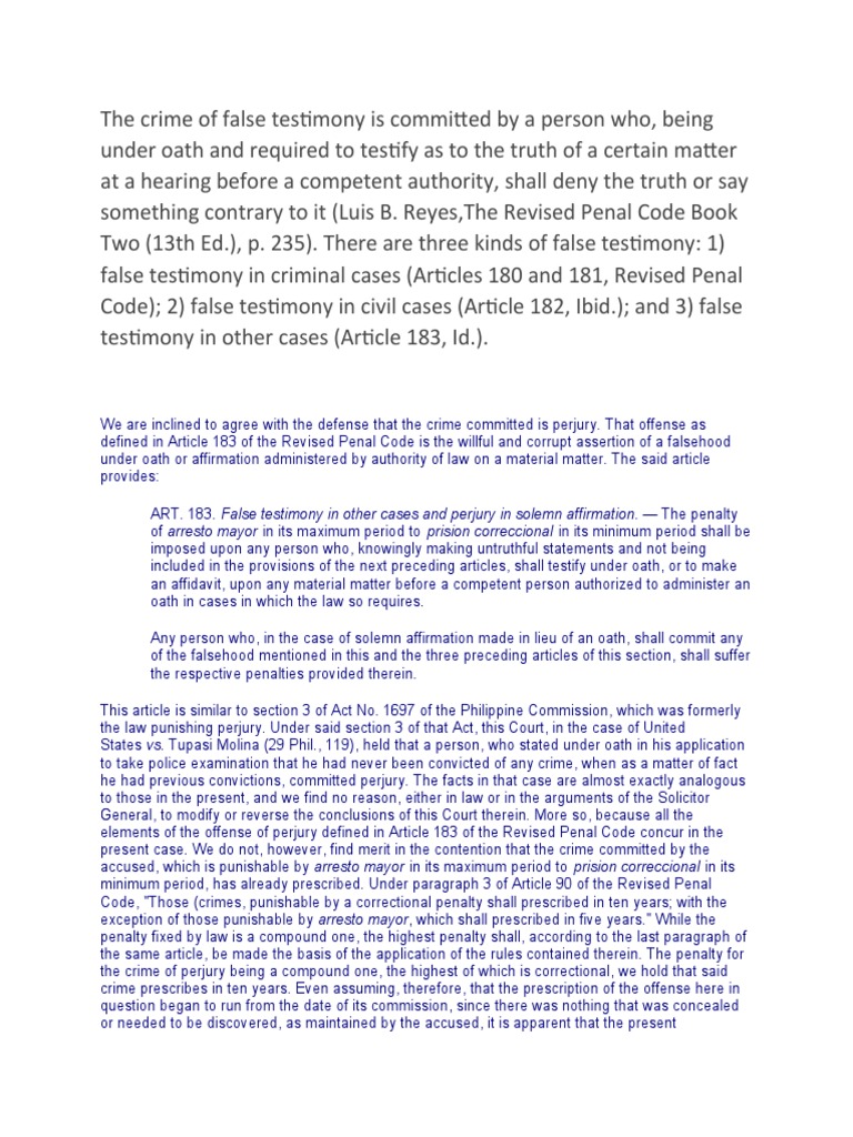 False Testimonies | PDF | Perjury | Affidavit